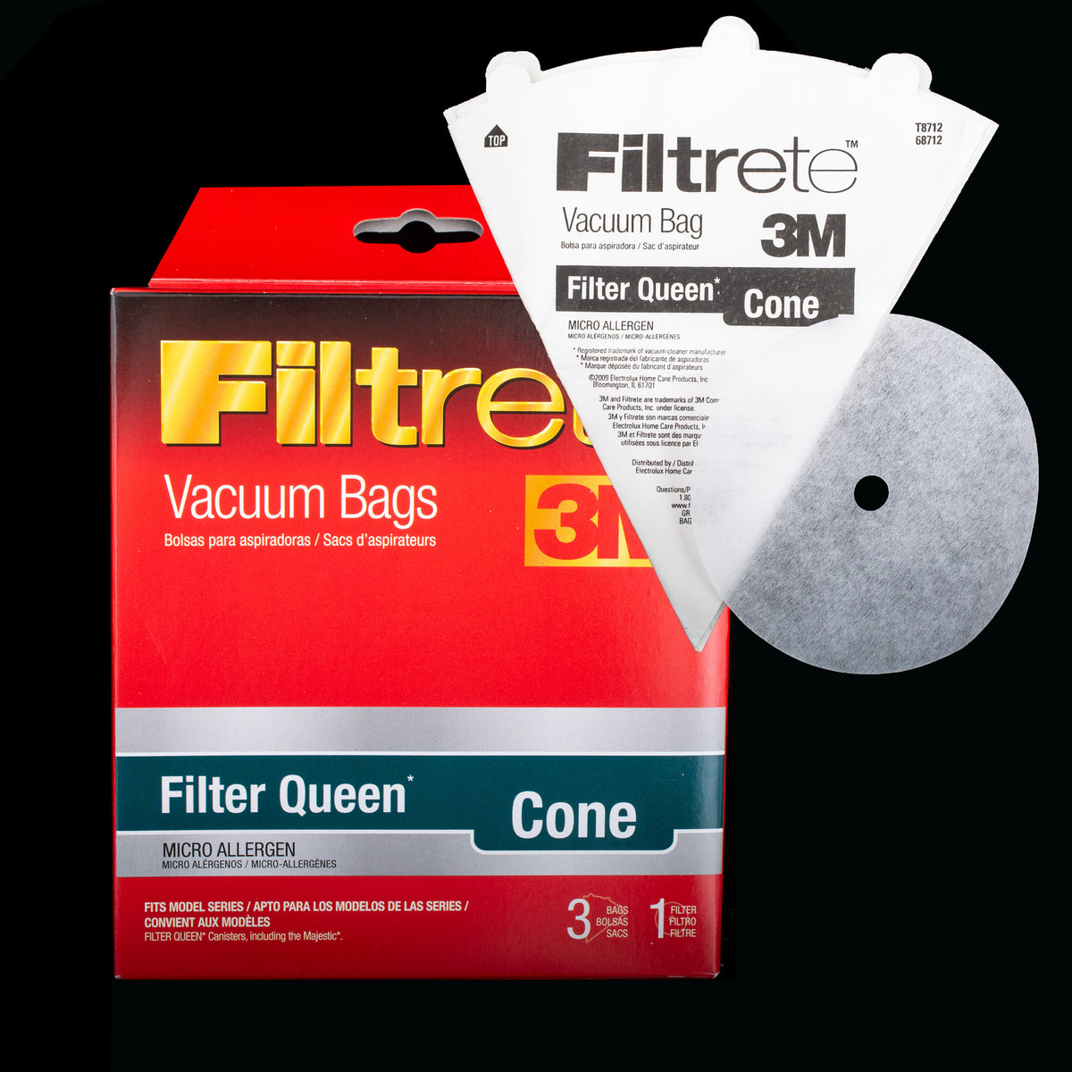 68712 FilterQueen Cone Bag 3M Filtrete Fits Models FilterQueen* Canister, Including the Majestic ...