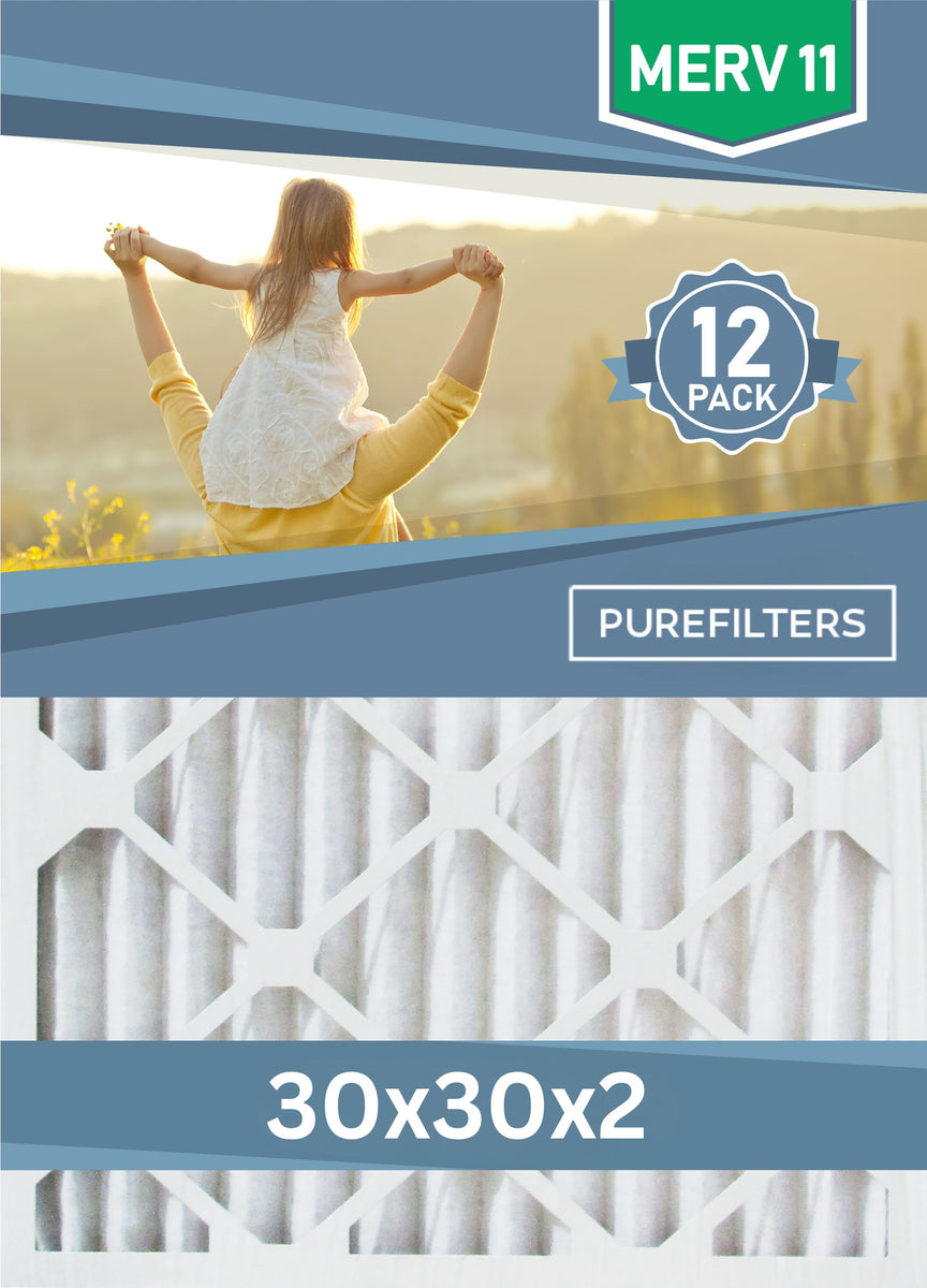 Pleated 30x30x2 Furnace Filters - (12-Pack) - Custom Size MERV 8 and ...