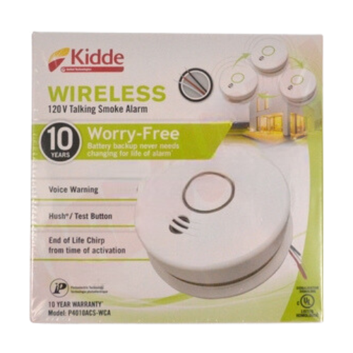 Kidde Hardwired Photoelectric Talking Smoke Alarm, 120VAC, with 10-Year ...