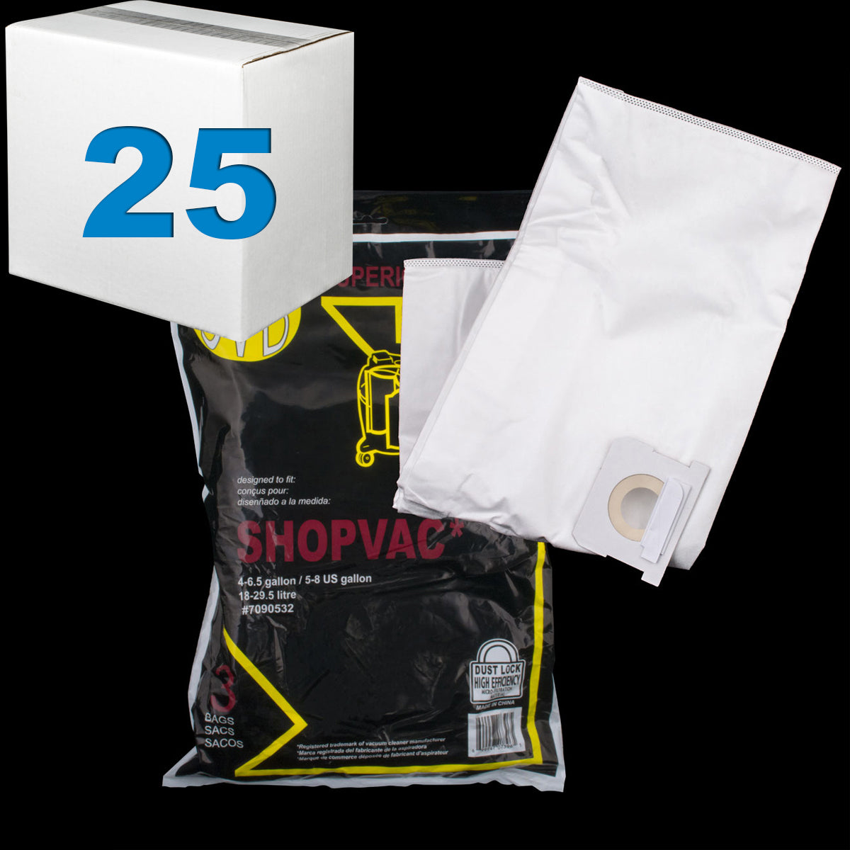 BA7090532-CS25 ShopVac Replacement Dustlock Bag Best Quality Multi Ply ...