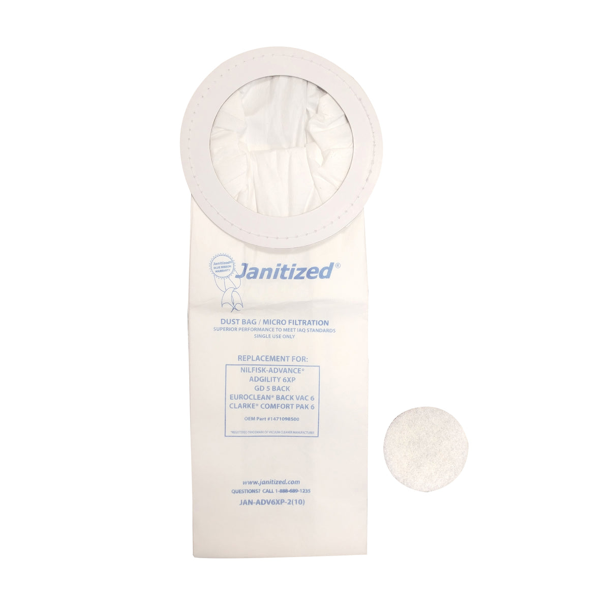 JAN-ADV6XP-2(10) Janitized Paper Bag Advance Adgility 6xp Nilfisk GD5 ...